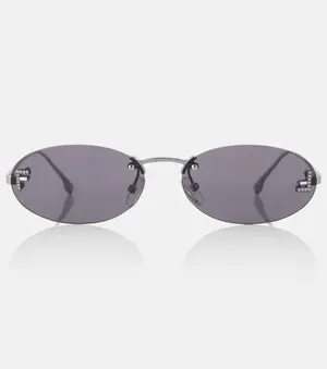 Fendi First Crystal Oval Sunglasses - Black