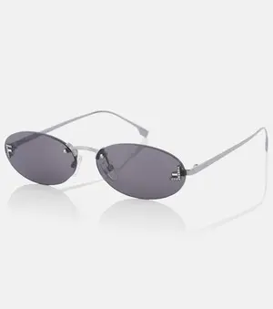 Fendi First Crystal Oval Sunglasses - Black