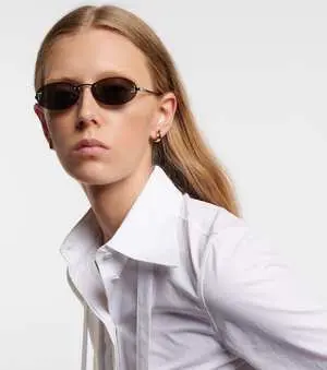 Fendi First Crystal Oval Sunglasses - Black