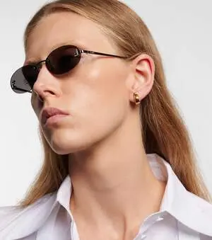 Fendi First Crystal Oval Sunglasses - Black