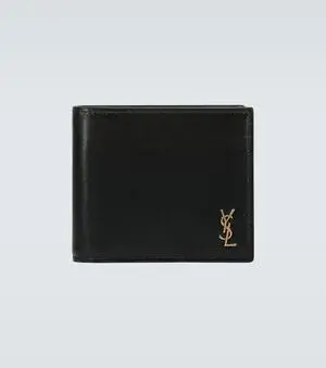 Saint Laurent Tiny Cassandre East/west Leather Wallet - Black