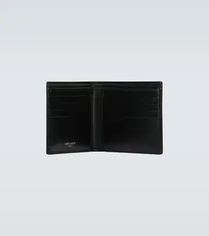 Saint Laurent Tiny Cassandre East/west Leather Wallet - Black