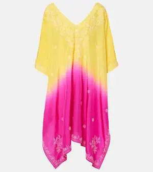 JULIET DUNN Embroidered Ombre Silk Kaftan - Multicoloured
