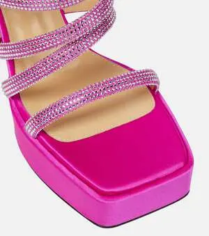 Mach & Mach Sydney Embellished Satin Platform Sandals - Pink