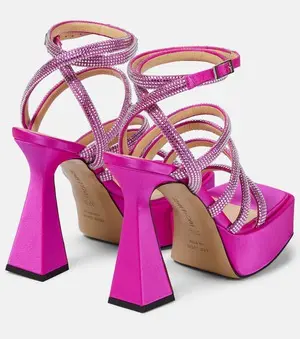 Mach & Mach Sydney Embellished Satin Platform Sandals - Pink