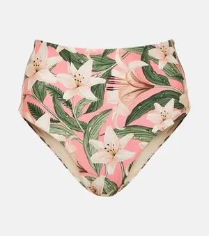 Agua Bendita Floral High-rise Bikini Bottoms - Pink