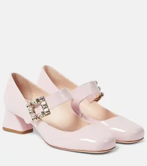 ROGER VIVIER Tres Vivier Strass Babies 45 Leather Pumps