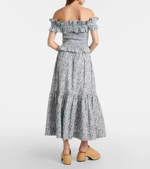 GANNI Floral Smocked Top