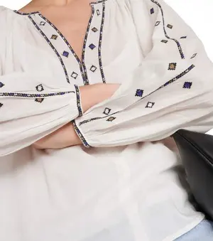 Velvet By Graham & Spencer Tina Embroidered Cotton Top - White