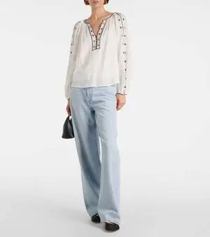 Velvet By Graham & Spencer Tina Embroidered Cotton Top - White