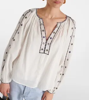 Velvet By Graham & Spencer Tina Embroidered Cotton Top - White
