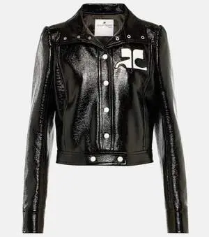 COURREGES Courreges Reedition Cropped Vinyl Jacket Black