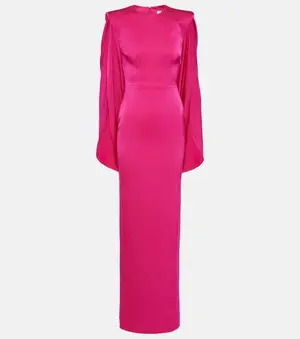 Alex Perry Caped Satin Crepe Gown