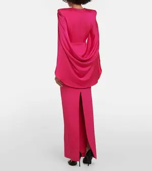Alex Perry Caped Satin Crepe Gown