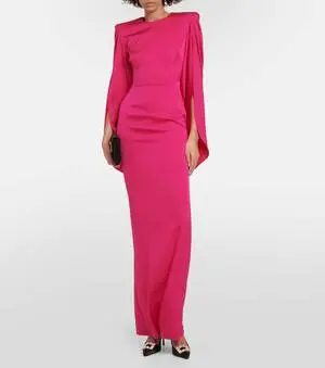 Alex Perry Caped Satin Crepe Gown