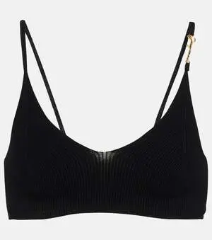 Jacquemus Le Bandeau Pralu Ribbed-knit Crop Top - Black
