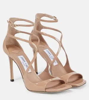 JIMMY CHOO Azia 95 Patent Leather Sandals Pink