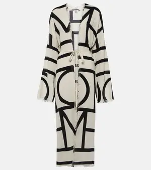 TOTEME Monogram Cotton Wrap Dress - White