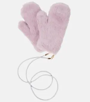 Max Mara Ombrato Teddy Mittens - Pink