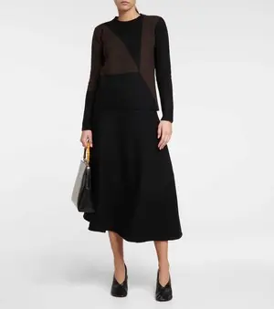 JIL SANDER Virgin Wool Midi Skirt