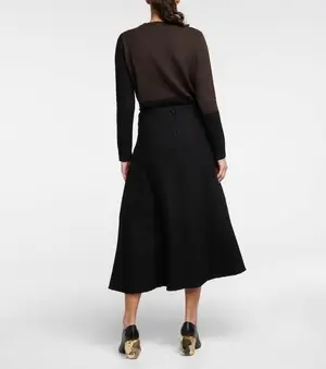 JIL SANDER Virgin Wool Midi Skirt