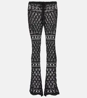 Anna Kosturova Bianca Crocheted Cotton Pants - Black