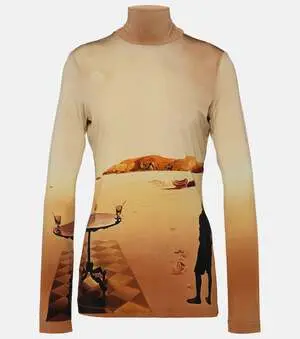 Rabanne Printed Jersey Turtleneck Top