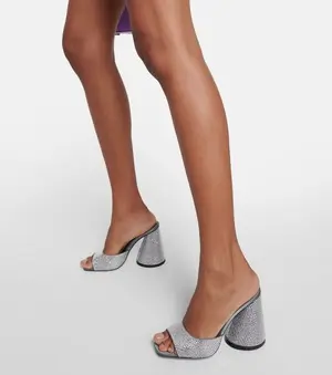 Attico Luz Crystal-embellished Mules - Grey