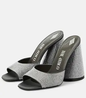 Attico Luz Crystal-embellished Mules - Grey
