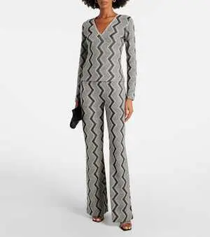 Missoni Zig Zag Lame Wide-leg Pants - Black