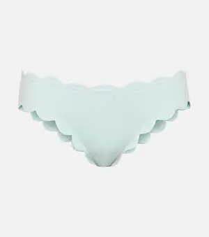 Marysia High Antibes Scalloped Bikini Bottom - Blue