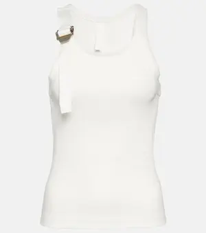 DION LEE Safety Slider Cotton-blend Tank Top In Ivory