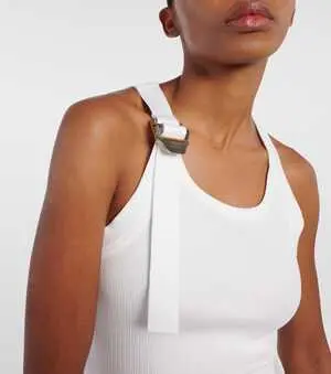 DION LEE Safety Slider Cotton-blend Tank Top In Ivory