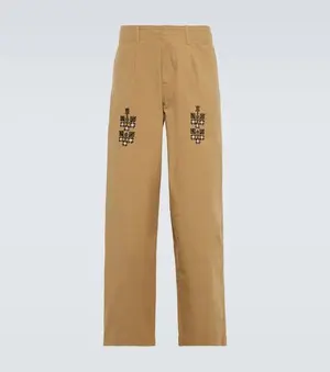 ADISH Embroidered Cotton Ripstop Pants - Beige