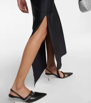 Coperni Asymmetrical Flower-detail Midi Dress - Black