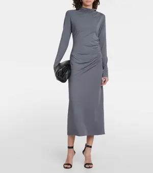 Vince Ruched Jersey Midi Dress
