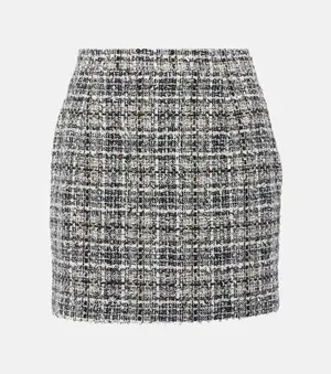 Alessandra Rich Checked Lame Tweed Miniskirt