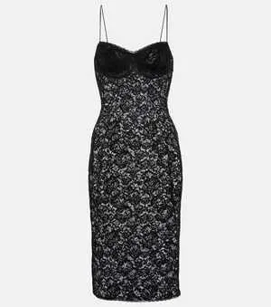 Oseree Lace Mini Dress - Black