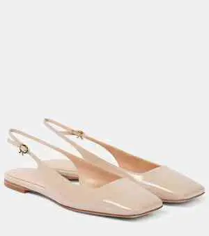 GIANVITO ROSSI Patent Leather Ballerina Flats - Neutrals