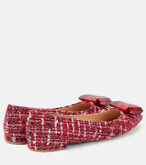 GIANVITO ROSSI Embellished Boucle Ballet Flats