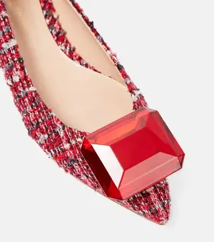 GIANVITO ROSSI Embellished Boucle Ballet Flats
