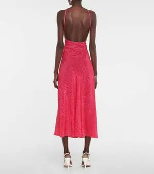 Rixo Opal Silk Halterneck Midi Dress
