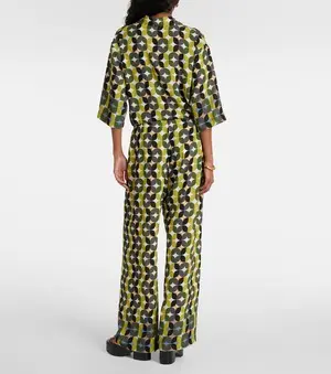 Dries Van Noten Printed High-rise Wide-leg Pants - Multicoloured