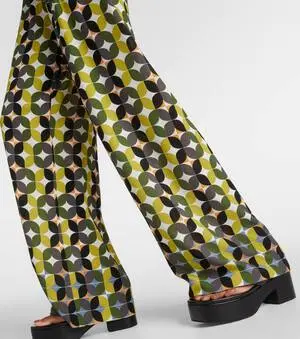 Dries Van Noten Printed High-rise Wide-leg Pants - Multicoloured