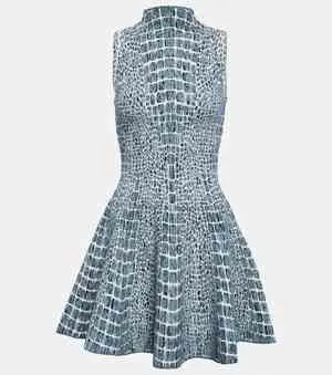 Alaïa Jacquard Minidress - Blue