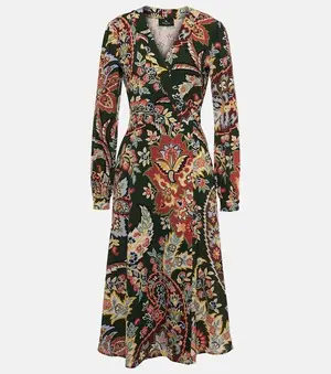 Etro Printed Wrap Midi Dress