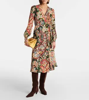 Etro Printed Wrap Midi Dress