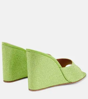 Amina Muaddi Embellished Wedge Sandals