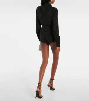 Alex Perry Pinstripe High-rise Shorts