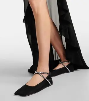 Amina Muaddi Ane Crystal-embellished Flats